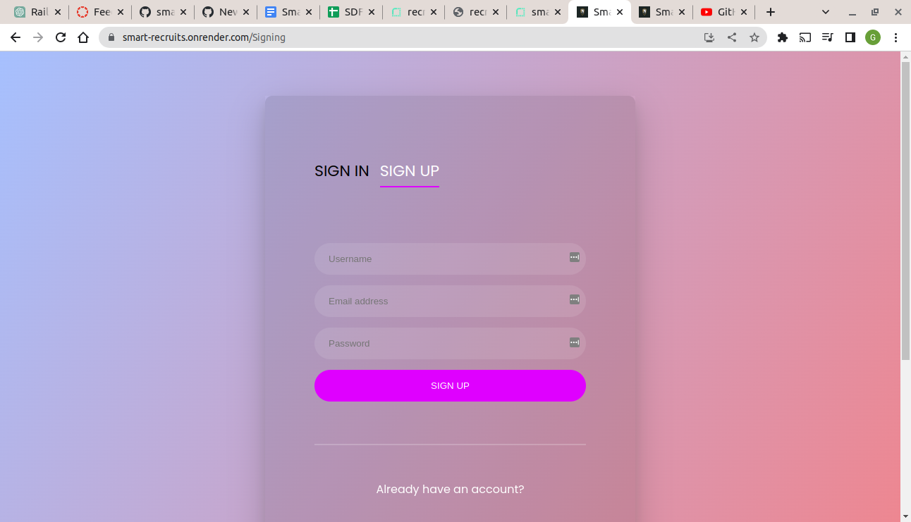 GitHub - smartrecruits/recruits: https://smart-kwcy.onrender.com -link to db