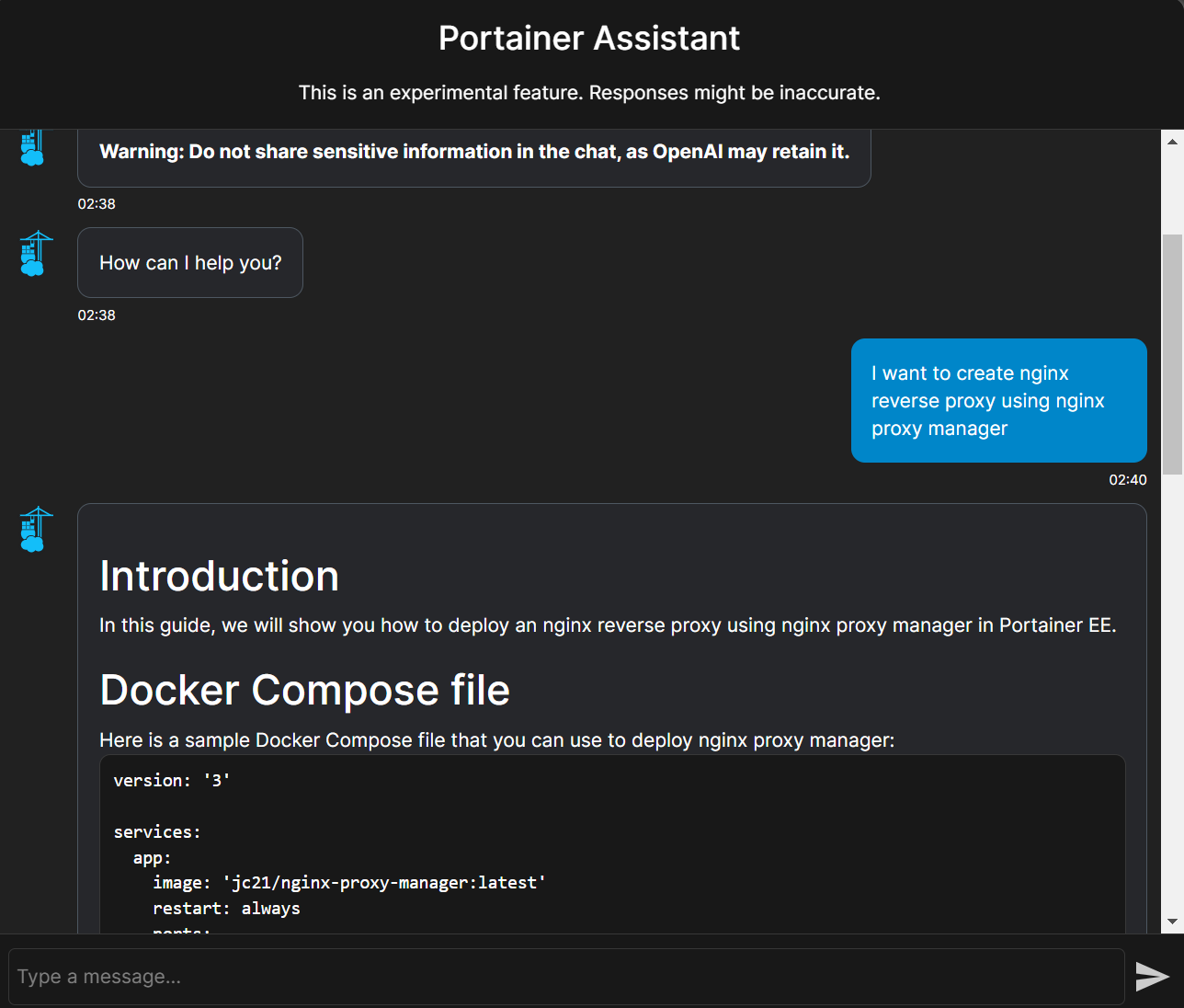 how to use the new chatgpt integration ? · Issue #8992 · portainer/portainer · GitHub