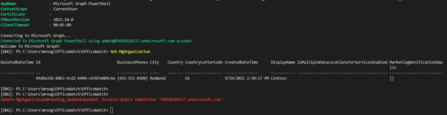 Update-MgOrganizationBranding: "Resource ' ' does not exist or one of its queried reference ...