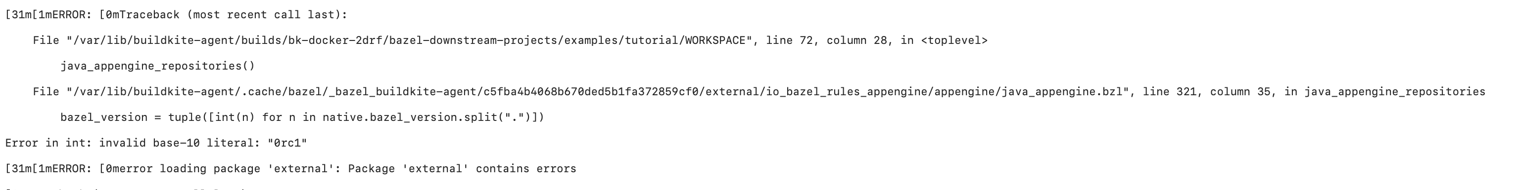 Bazel Downstream Projectsexamplestutorial Is Failing On Bazel Ci · Issue 260 · Bazelbuild