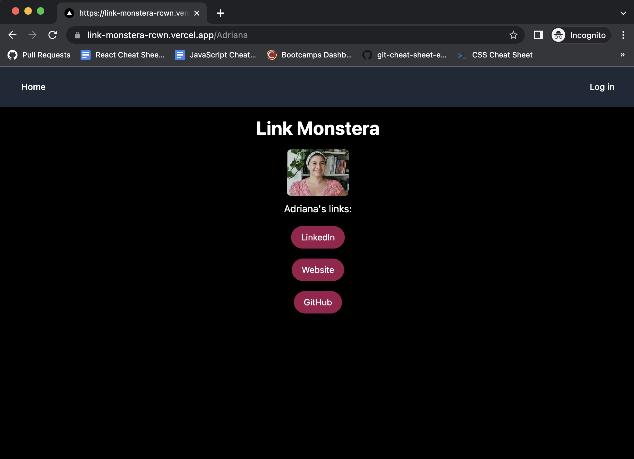 GitHub - AdrianaMoralesQ/link-monstera: Inspired by Link Tree, this personal project helped me ...