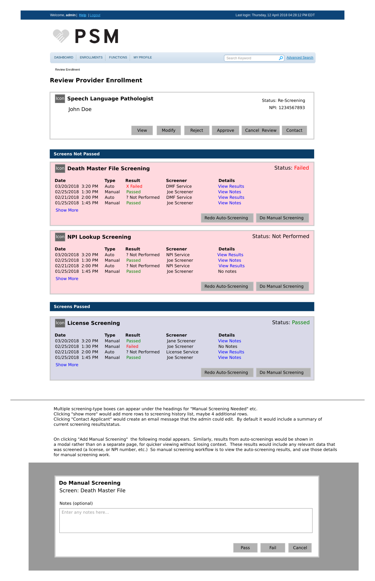 UI for monthly re-screening of approved providers · Issue #758 · SolutionGuidance/psm · GitHub