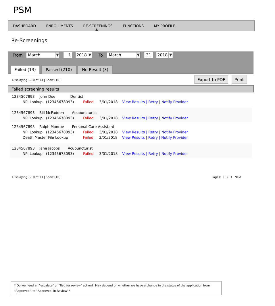 UI for monthly re-screening of approved providers · Issue #758 · SolutionGuidance/psm · GitHub