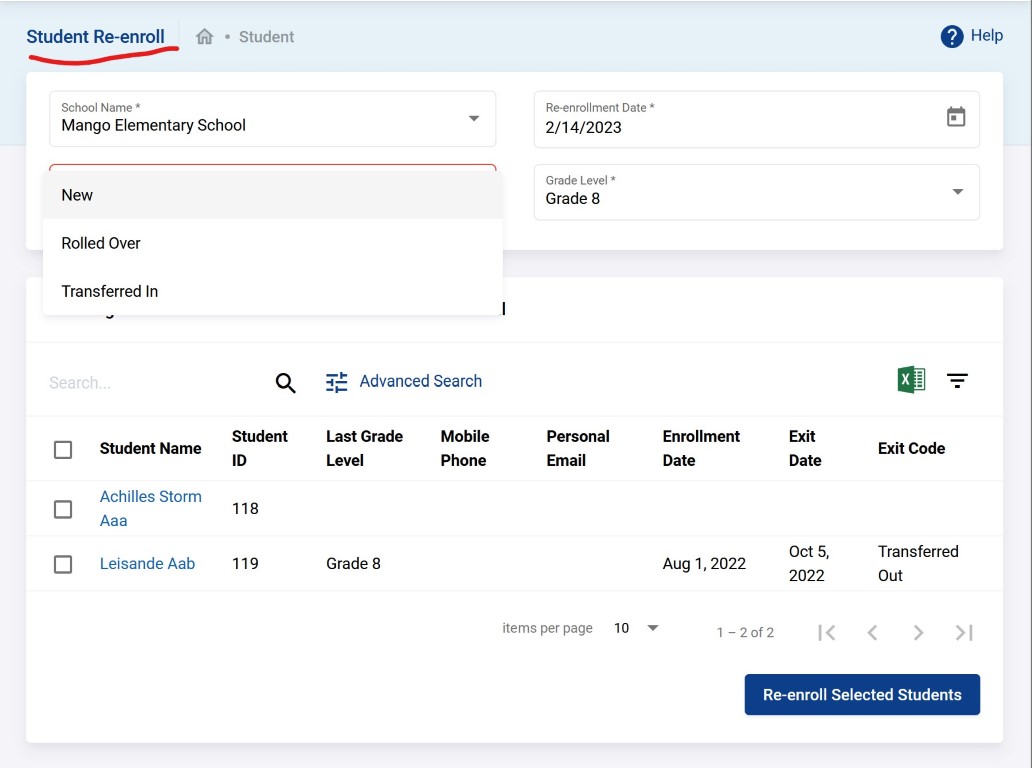 Re Enroll enrollment code · Issue #533 · PacificEMIS/Pacific-SIS · GitHub