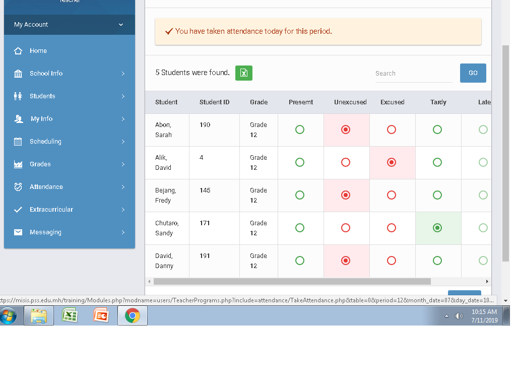 Take Attendance Page Not Matching Attendance Chart Page · Issue #76 ...