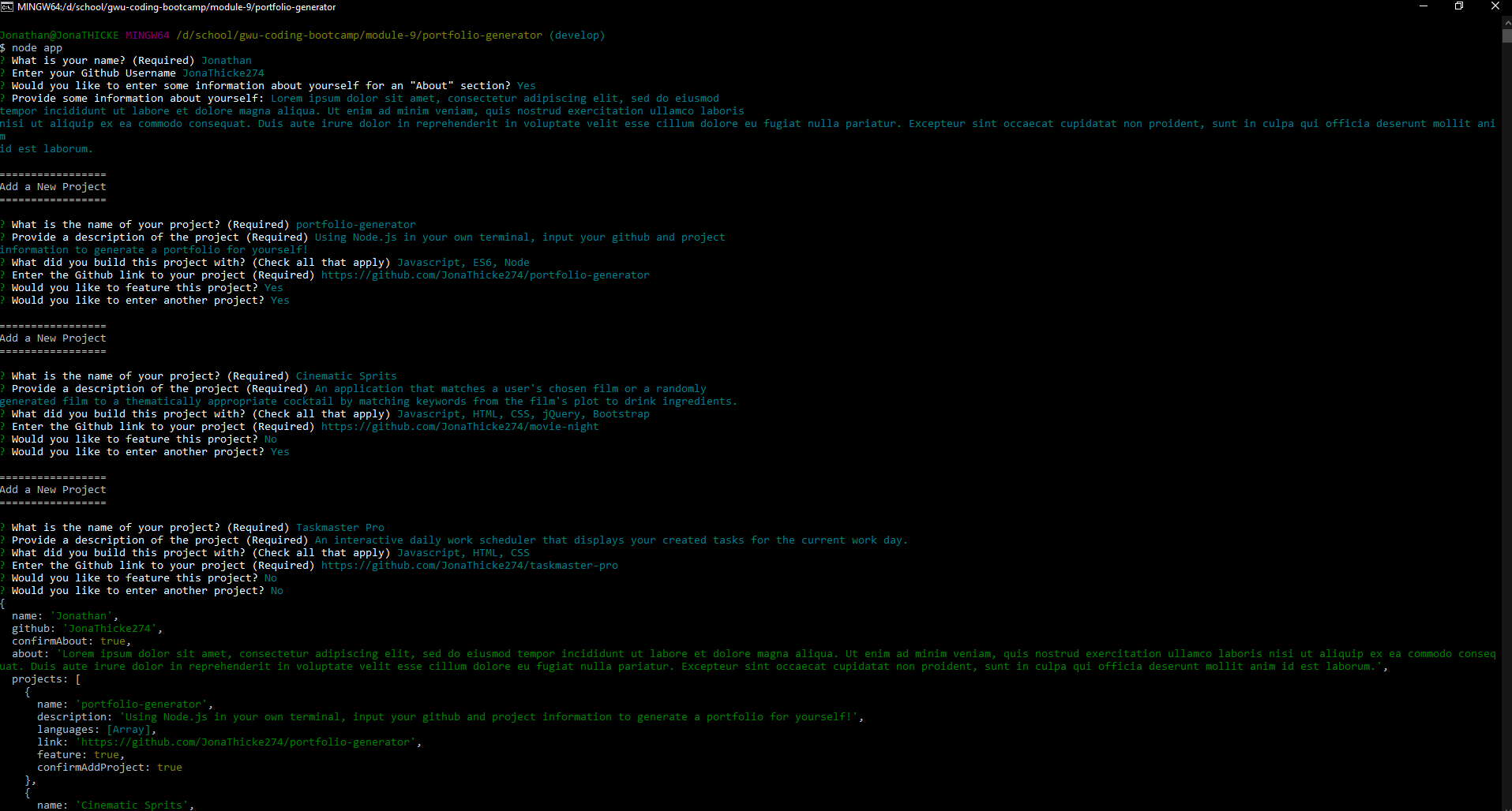 GitHub - JonaThicke274/portfolio-generator