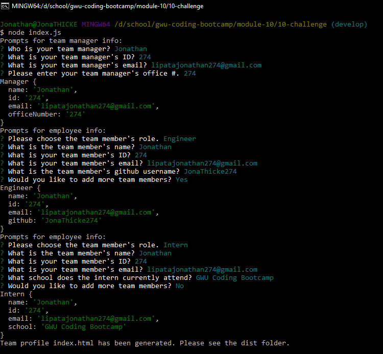 GitHub - JonaThicke274/Team-Profile-Generator
