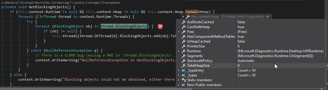 NRE in LockInspection.SetThreadWaiters during DesktopGCHeap.InitLockInspection · Issue #85 ...