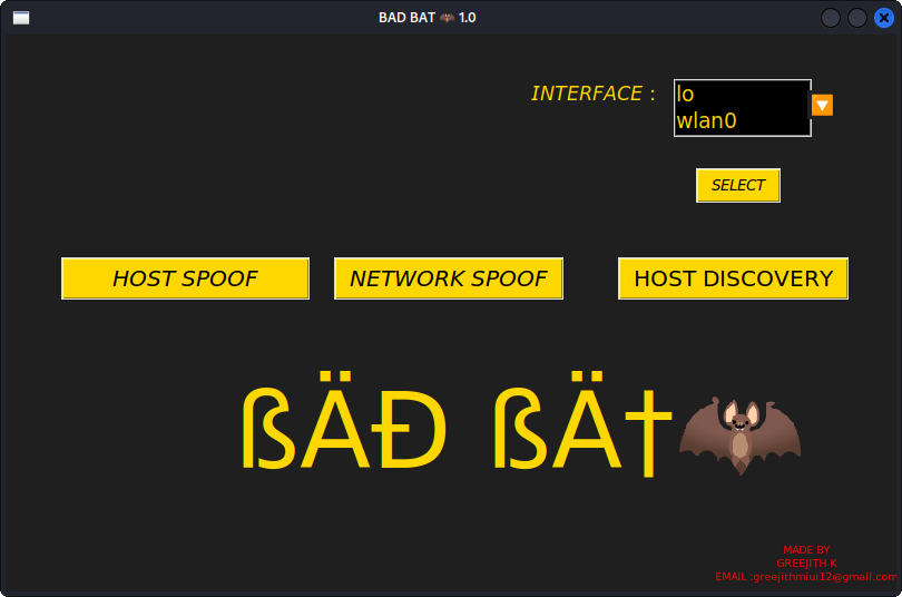 GitHub - Greejith-k/ARP_SPOOFER: BAD BAT is a powerful and flexible ARP spoofing toolkit ...
