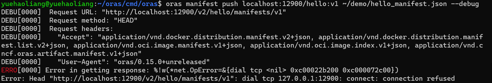 Error is not well handled in `oras manifest push` · Issue #627 · oras-project/oras · GitHub