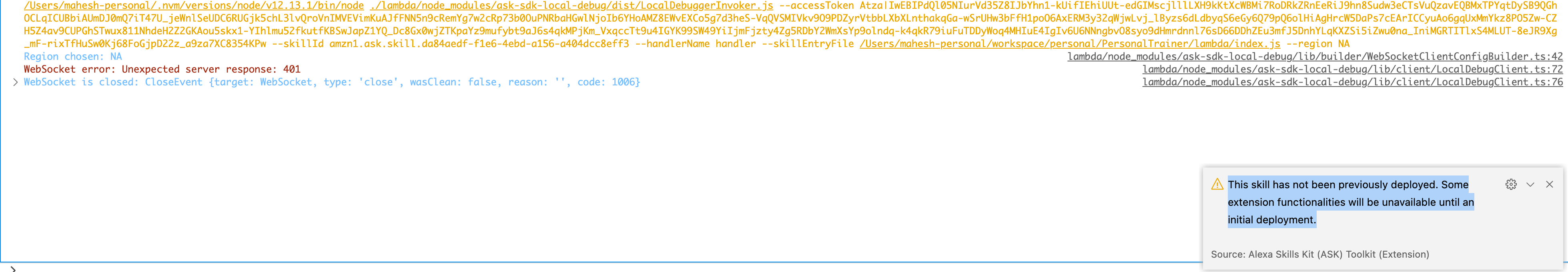Local debugging fails with 401 error · Issue #64 · alexa/ask-toolkit-for-vscode · GitHub