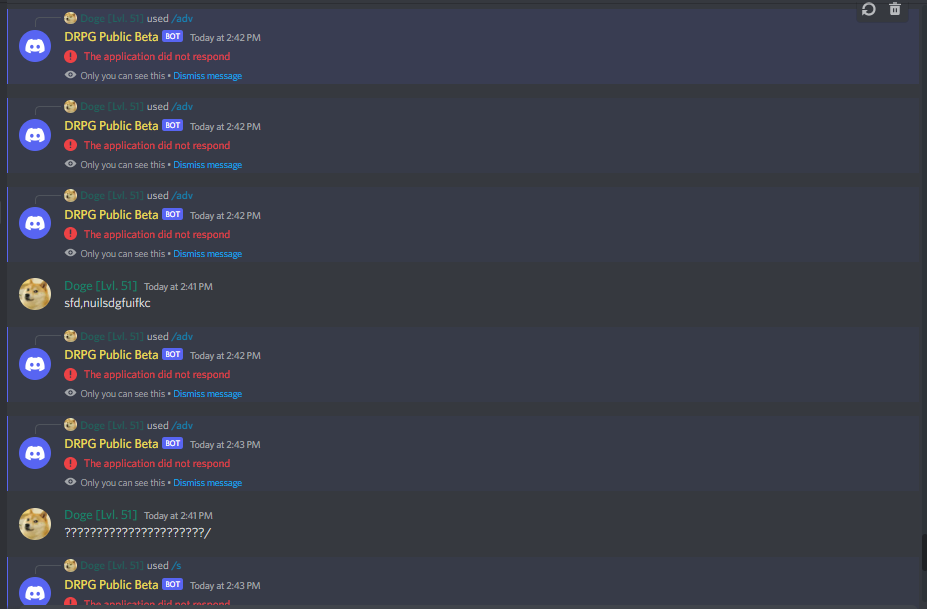 🐛 Bug Report: Bot Does Not Respond · Issue #1244 · DiscordDungeons/Bugs ...