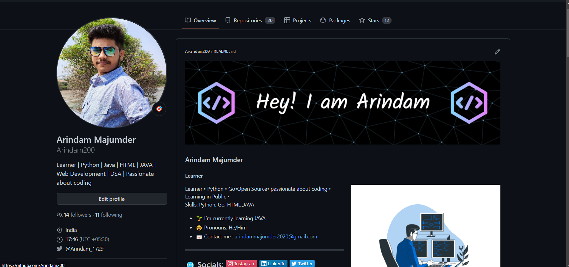 Arindam Majumder · Issue #1486 · EddieHubCommunity/awesome-github-profiles · GitHub