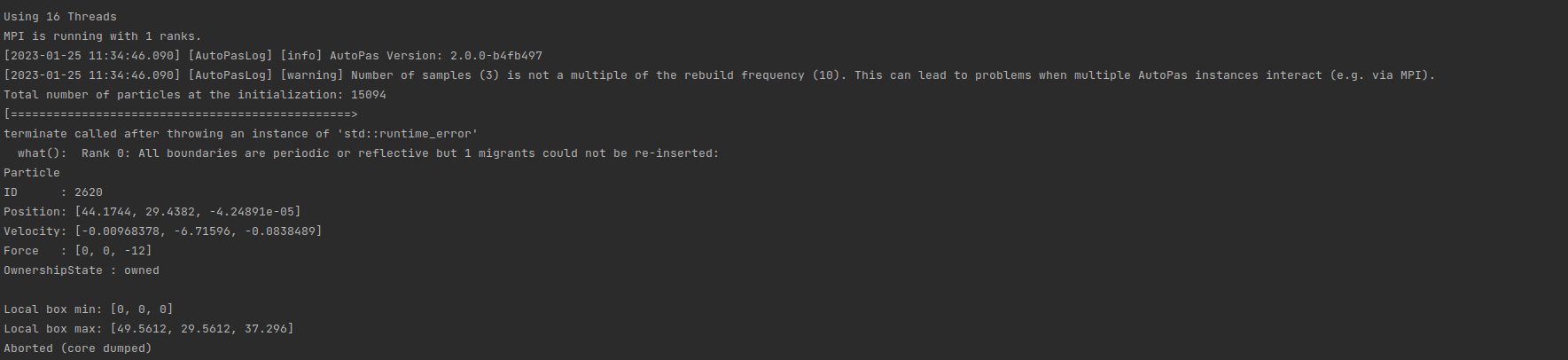 Particle out of box during fallingDrop simulation · Issue #713 · AutoPas/AutoPas · GitHub