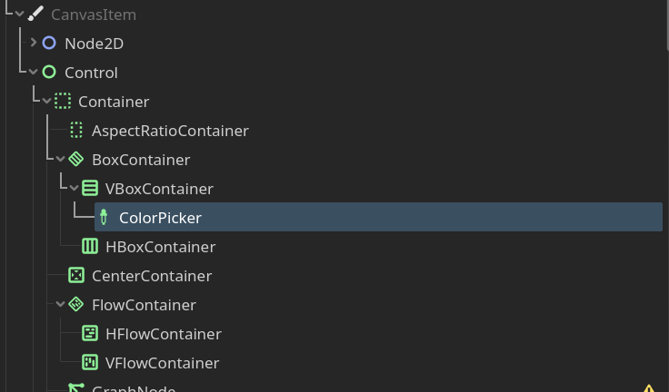 Color Picker Node set in a drop down of VBoxContainer in Create New Node menu · Issue #83848 ...