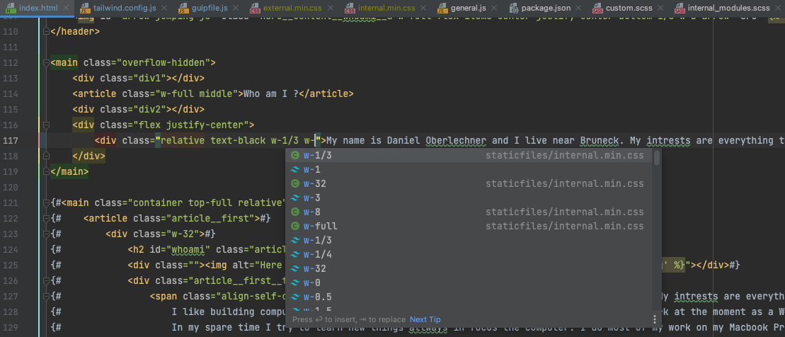 Webstorm 2022.1 TailwindCSS 3.0.24 autocomplete does not work for ...