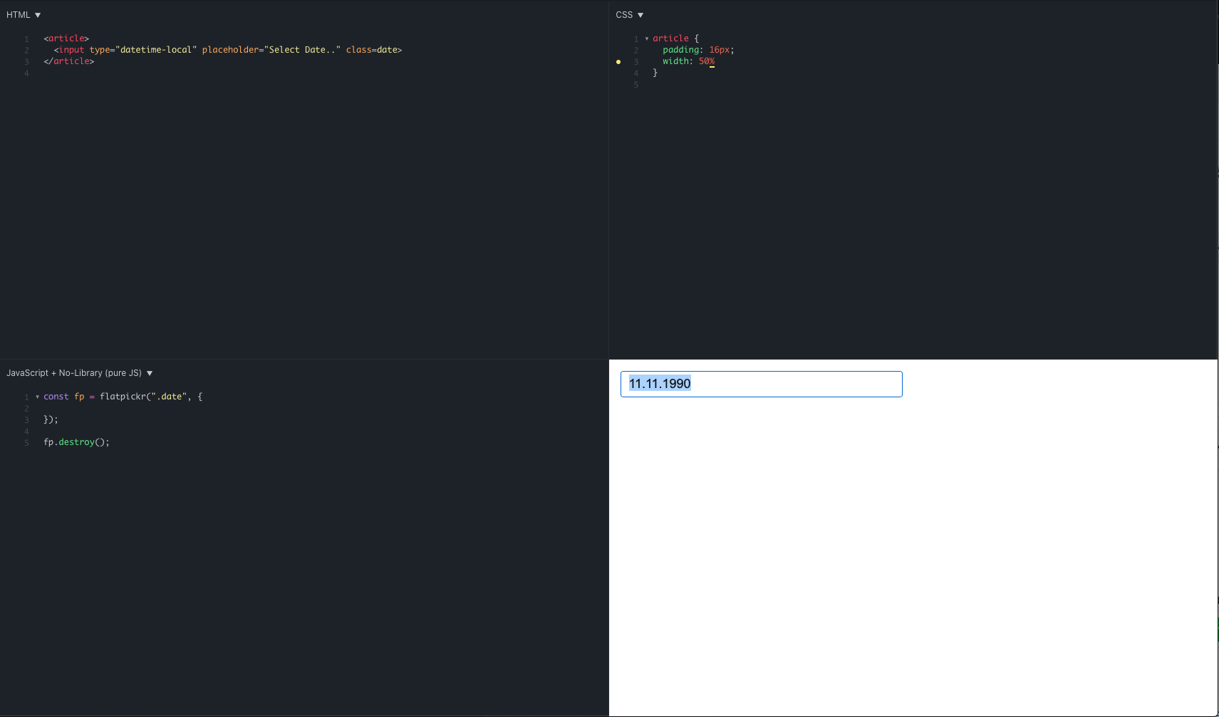 Destroy method sets wrong type on Firefox 71 · Issue #2055 · flatpickr/flatpickr · GitHub