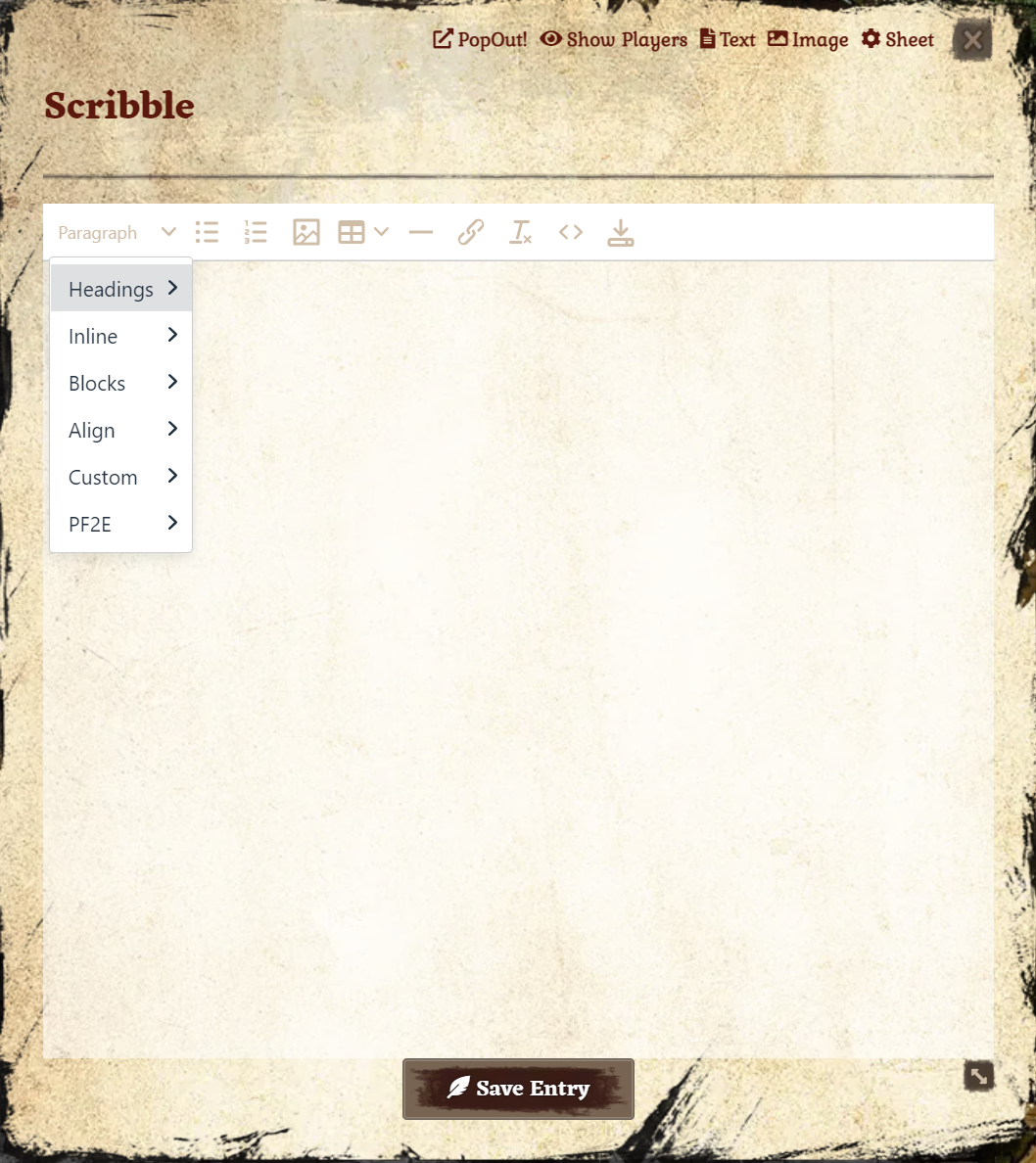 Foundry Version 9.255 PF2e 3.7.2.10819 - No Journal Support for ...