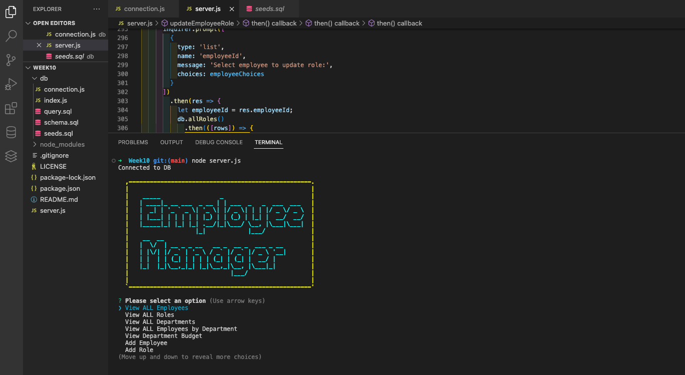 GitHub - DBEdelson/Employee-Tracker