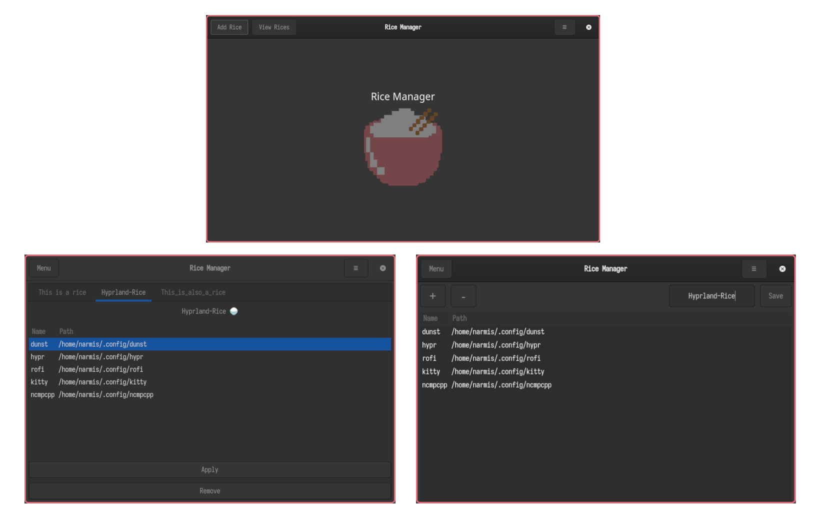 GitHub - Narmis-E/rice-manager: A GTK3.0 Dotfile Management tool for Linux Rices