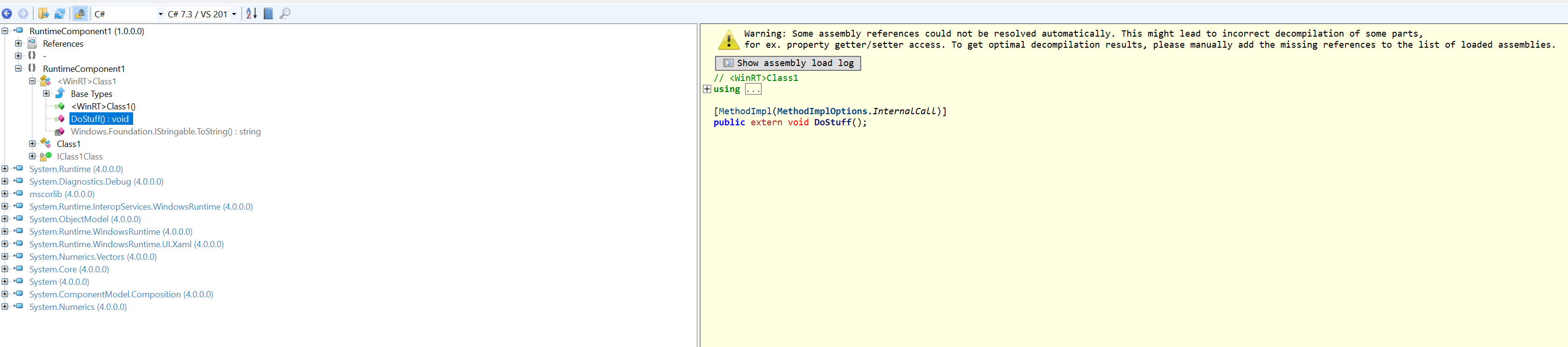 Methods in .winmd files compiled from C# don't show up in individual ...