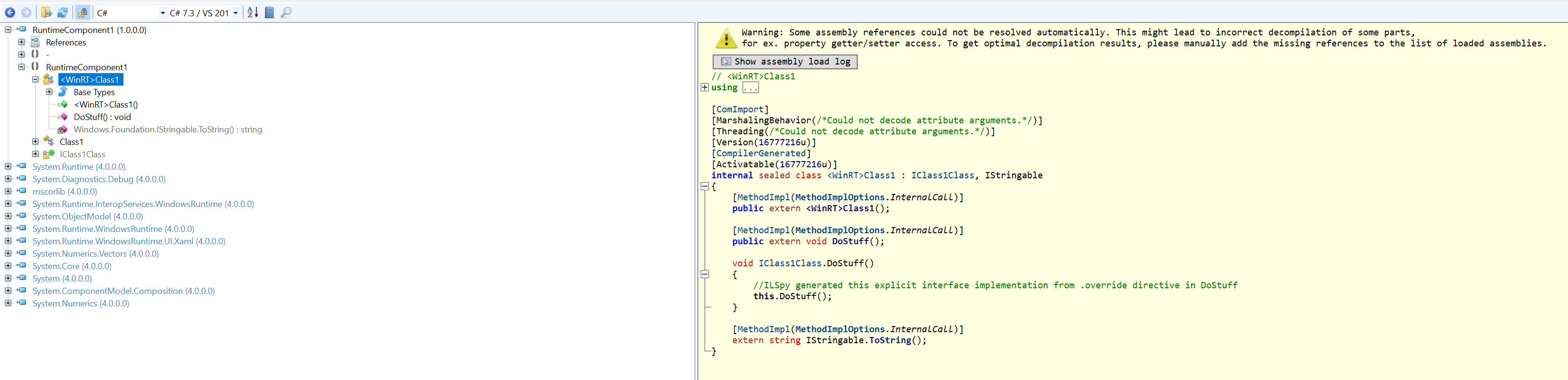 Methods in .winmd files compiled from C# don't show up in individual ...