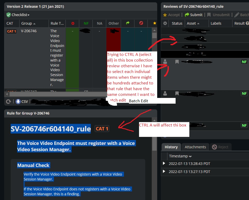 BUG:Cannot "CTRL A" in Collection Review box · Issue #707 · NUWCDIVNPT/stig-manager · GitHub