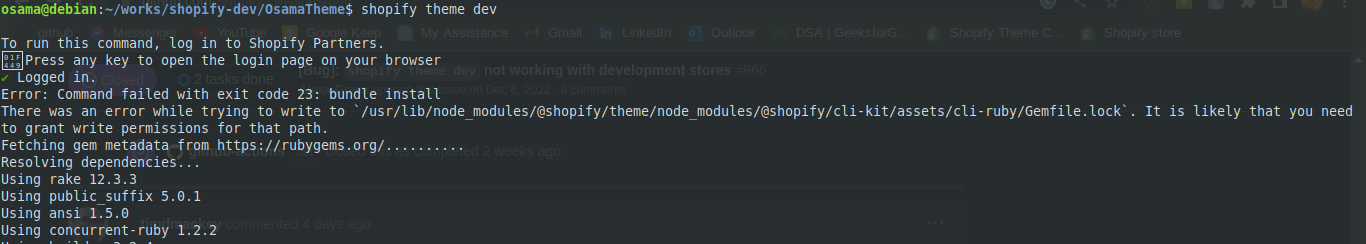[Bug]: `shopify theme dev` not working with development stores · Issue #866 · Shopify/cli · GitHub