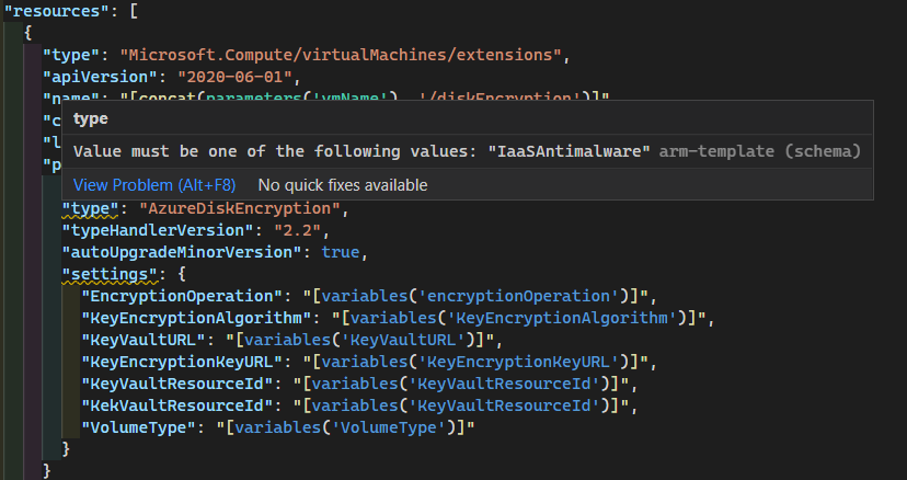 Missing Schema For Microsoftcompute Virtualmachinesextensions Type