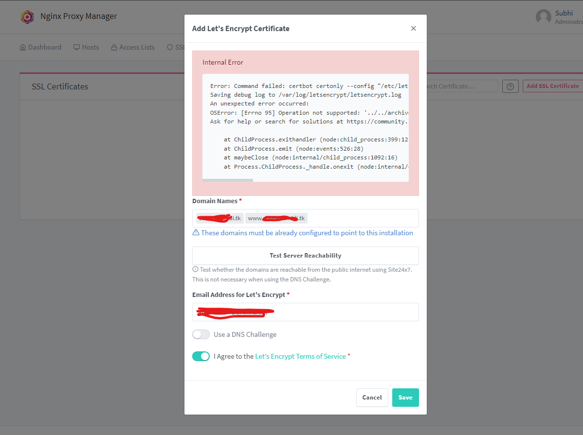 Let's encrypt auto generate certificate does not work · Issue #2282 · NginxProxyManager/nginx ...
