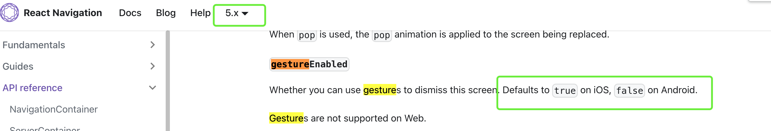 gestureEnabled: false doesnt work on a Stack.Screen? · Issue #11310 · react-navigation/react ...