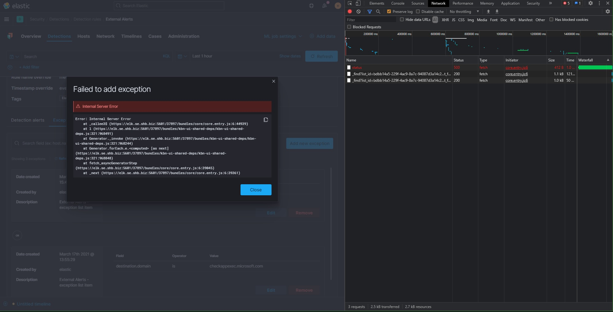 [Security Solution][Exceptions] - Improve UX around bulk alert close timeouts when adding ...