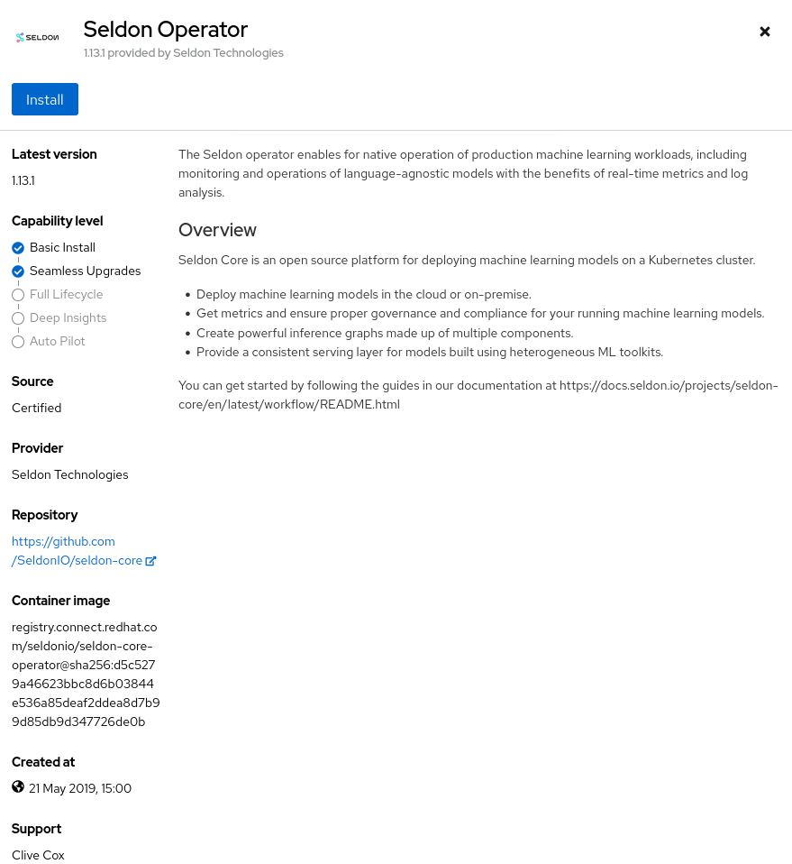Release certified Seldon Core 1.13.1 for OpenShift · Issue #3985 · SeldonIO/seldon-core · GitHub