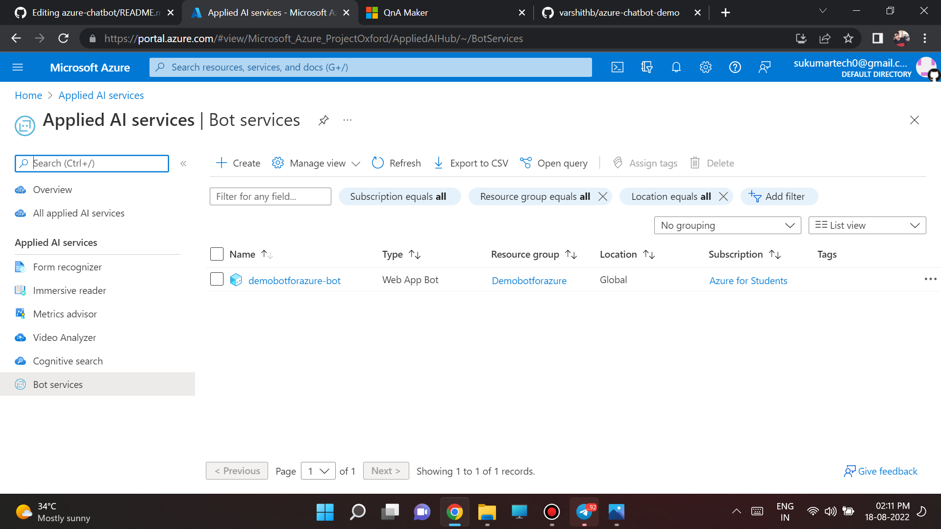 GitHub - sukumartechie/azure-chatbot
