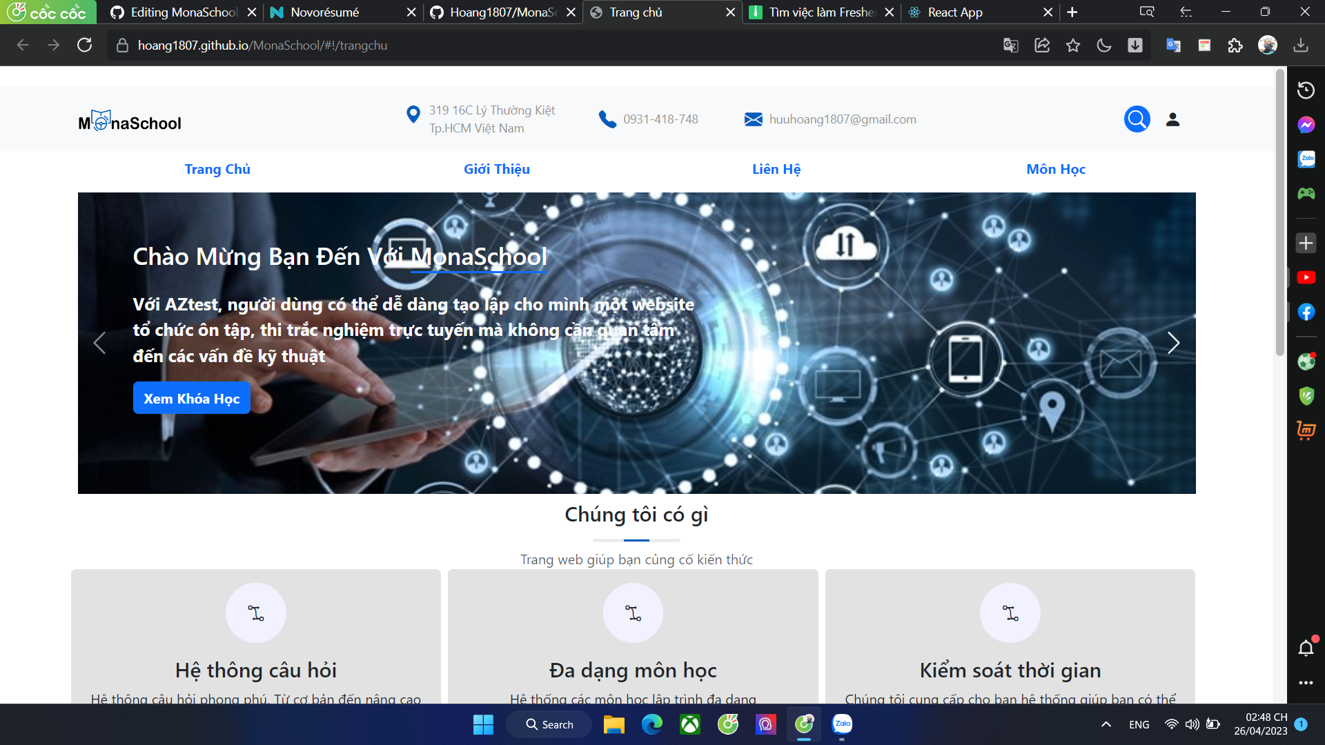 GitHub - Hoang1807/MonaSchool: Hoang Assignment product in WEB207, Front-End Frameworks with ...