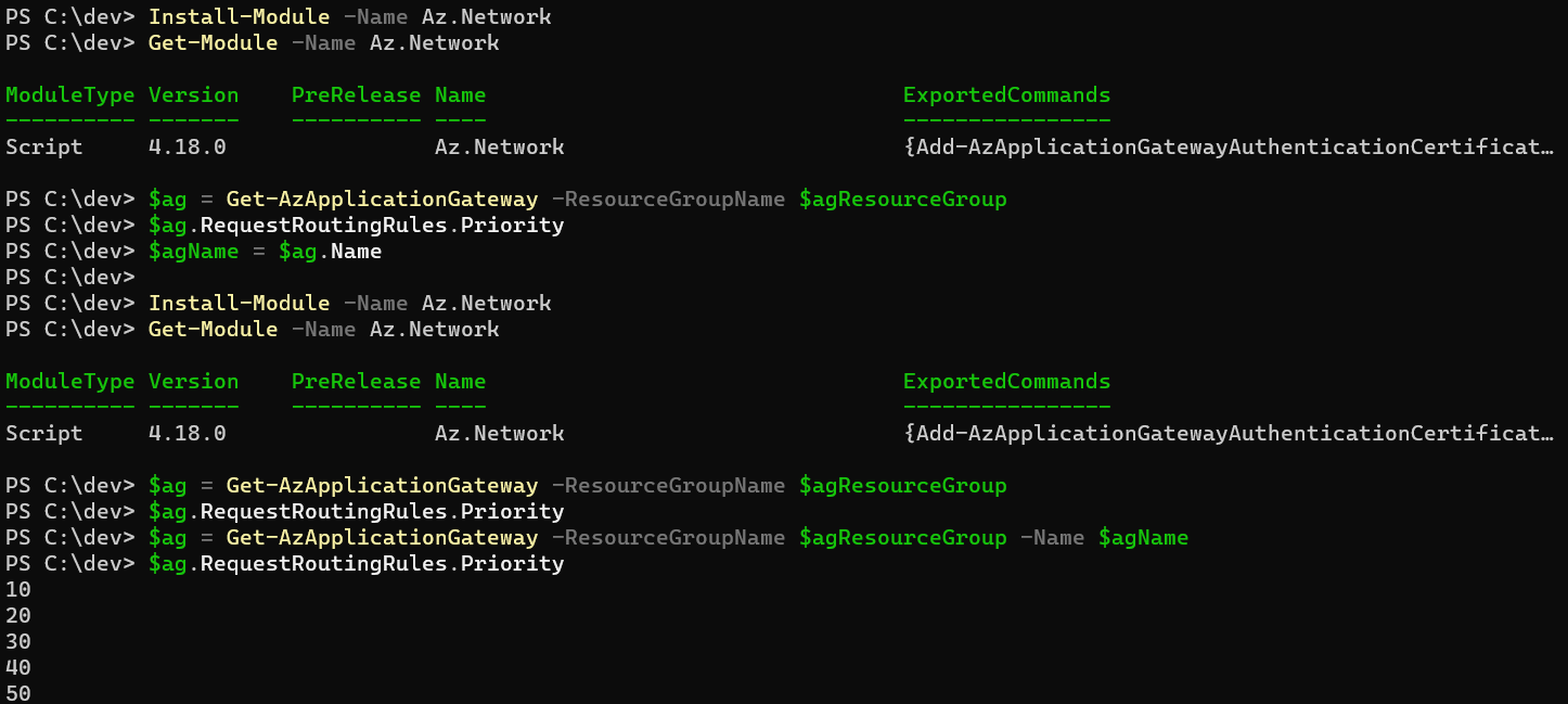 Get-AzApplicationGateway doesn't return RequestRoutingRules priority if ...