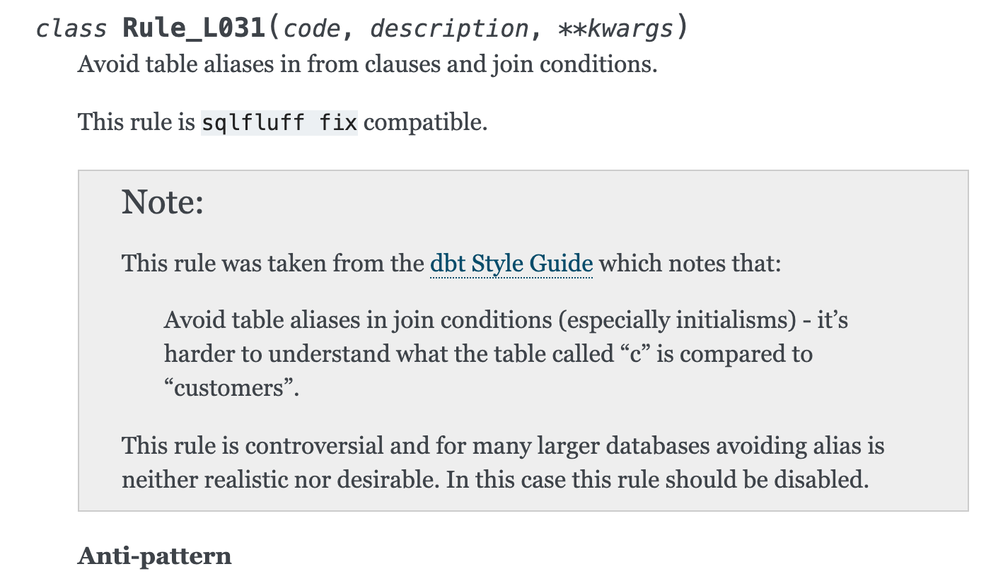 Rules whose docs need rationales (or improvements to existing ones) · Issue #812 · sqlfluff ...