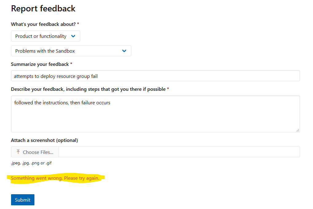 unable to use "Submit Feedback" to submit feedback · Issue #2111 ...