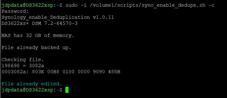 Deduplication not available on DS3622xs+ · Issue #27 · 007revad/Synology_enable_Deduplication ...