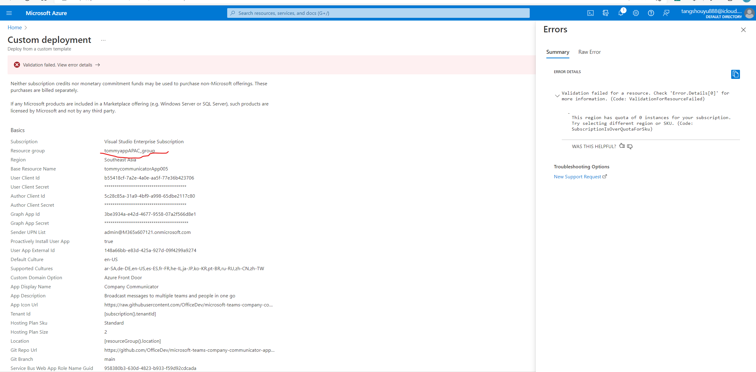 Deploy location issue · Issue #805 · OfficeDev/microsoft-teams-apps-company-communicator · GitHub