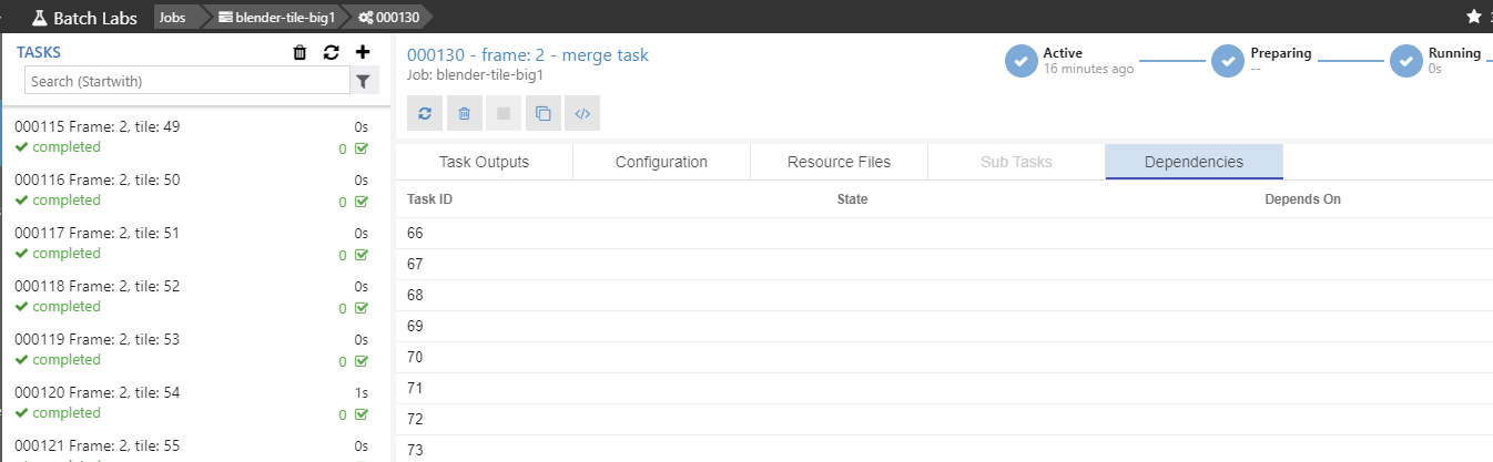 Task dependencies state doesn't seem to be showing up. · Issue #1451 · Azure/BatchExplorer · GitHub