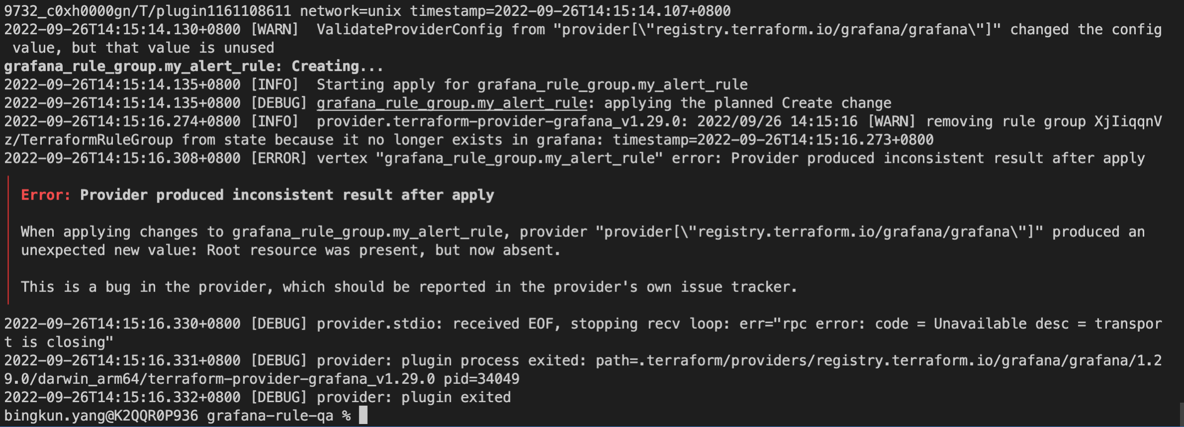 [grafana Rule Group Resource]error Provider Produced Inconsistent Result After Apply · Issue
