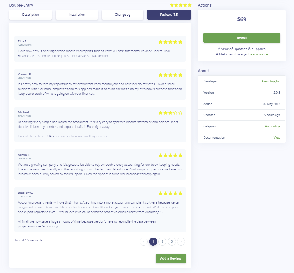 Missing pagination for app reviews · Issue #1448 · akaunting/akaunting · GitHub