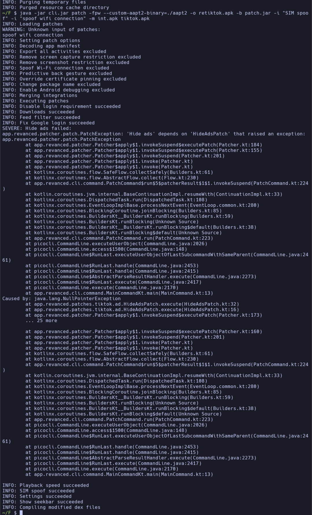 bug: Hide ads patch failed [ TIKTOK V30.9.3 ] · Issue #3066 · ReVanced/revanced-patches · GitHub