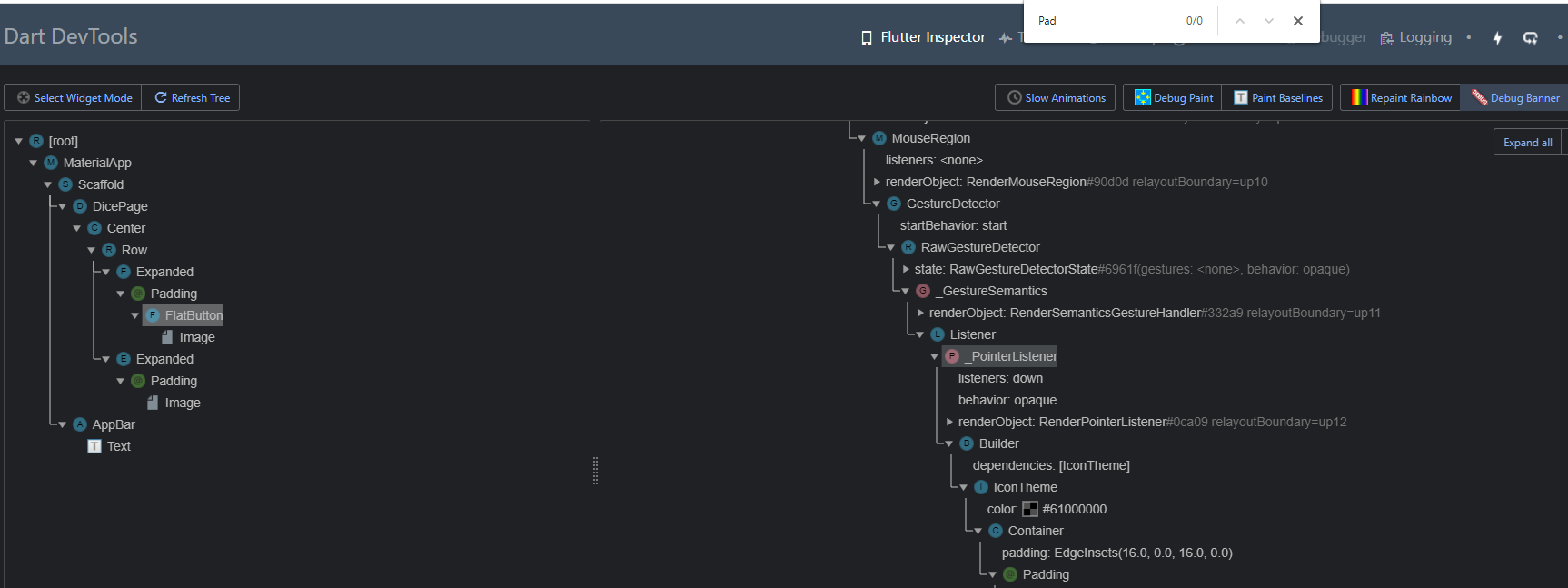 No way to Find a tree element in the inspector page · Issue #1841 · flutter/devtools · GitHub