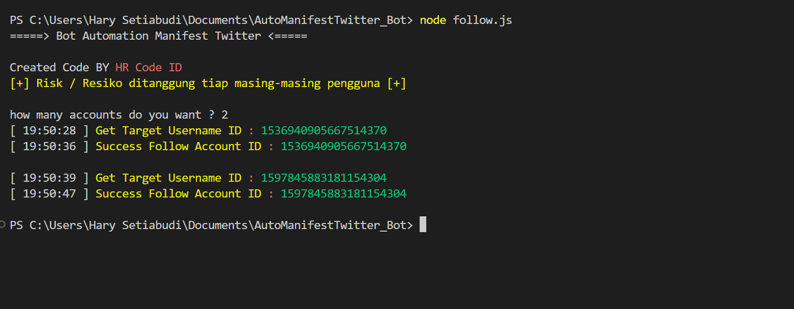 Github Harystbd05twitter Manifest Bot Bot Automation Follow Delete Search Data With Node Js