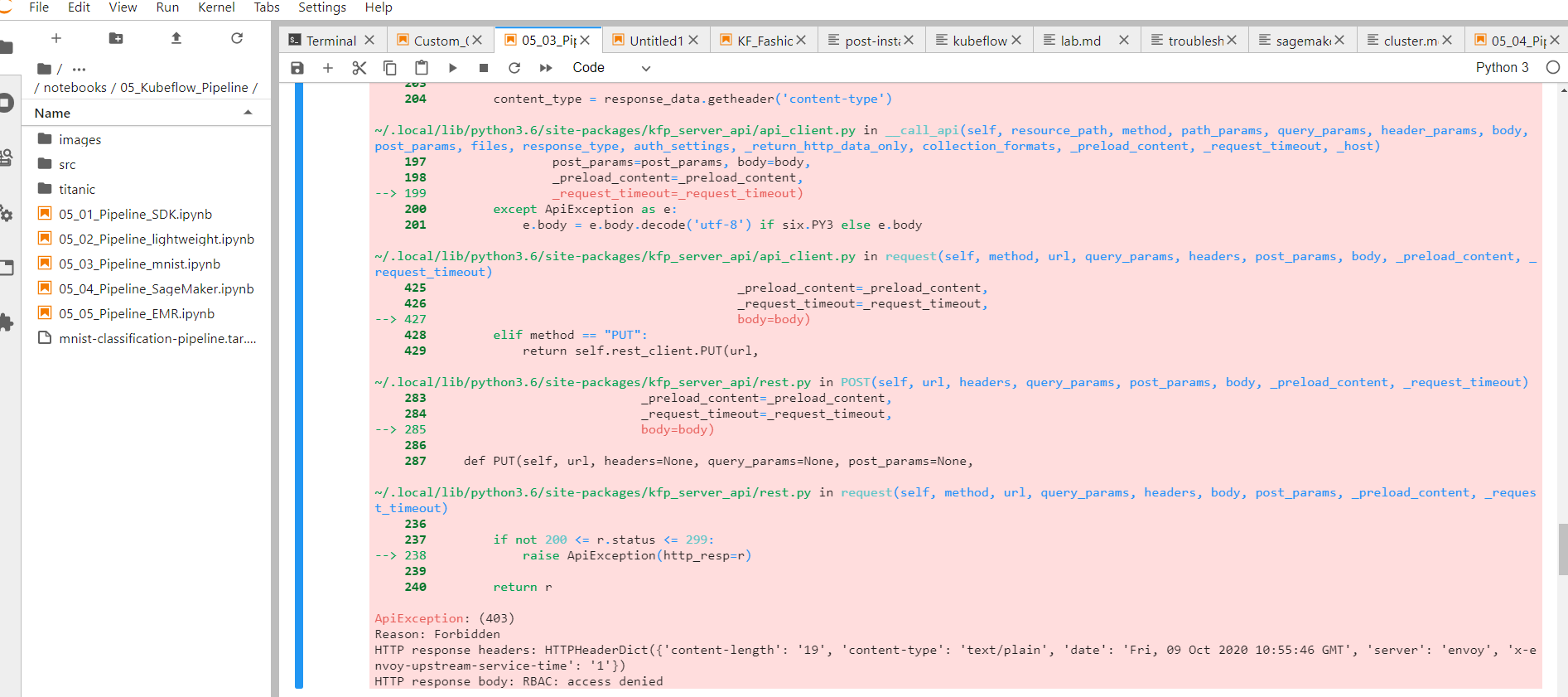 Error while submit the pipeline 05_03_Pipeline_mnist - · Issue #84 · aws-samples/eks-kubeflow ...
