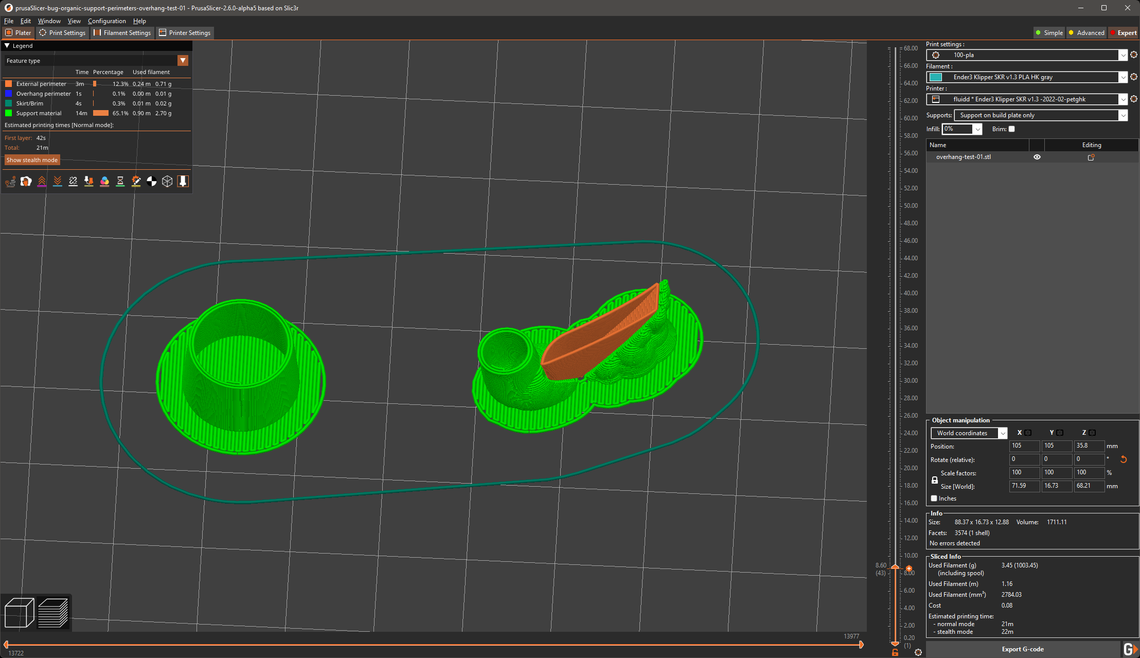 Organic supports generated with over 2 perimeters - allow control of ...