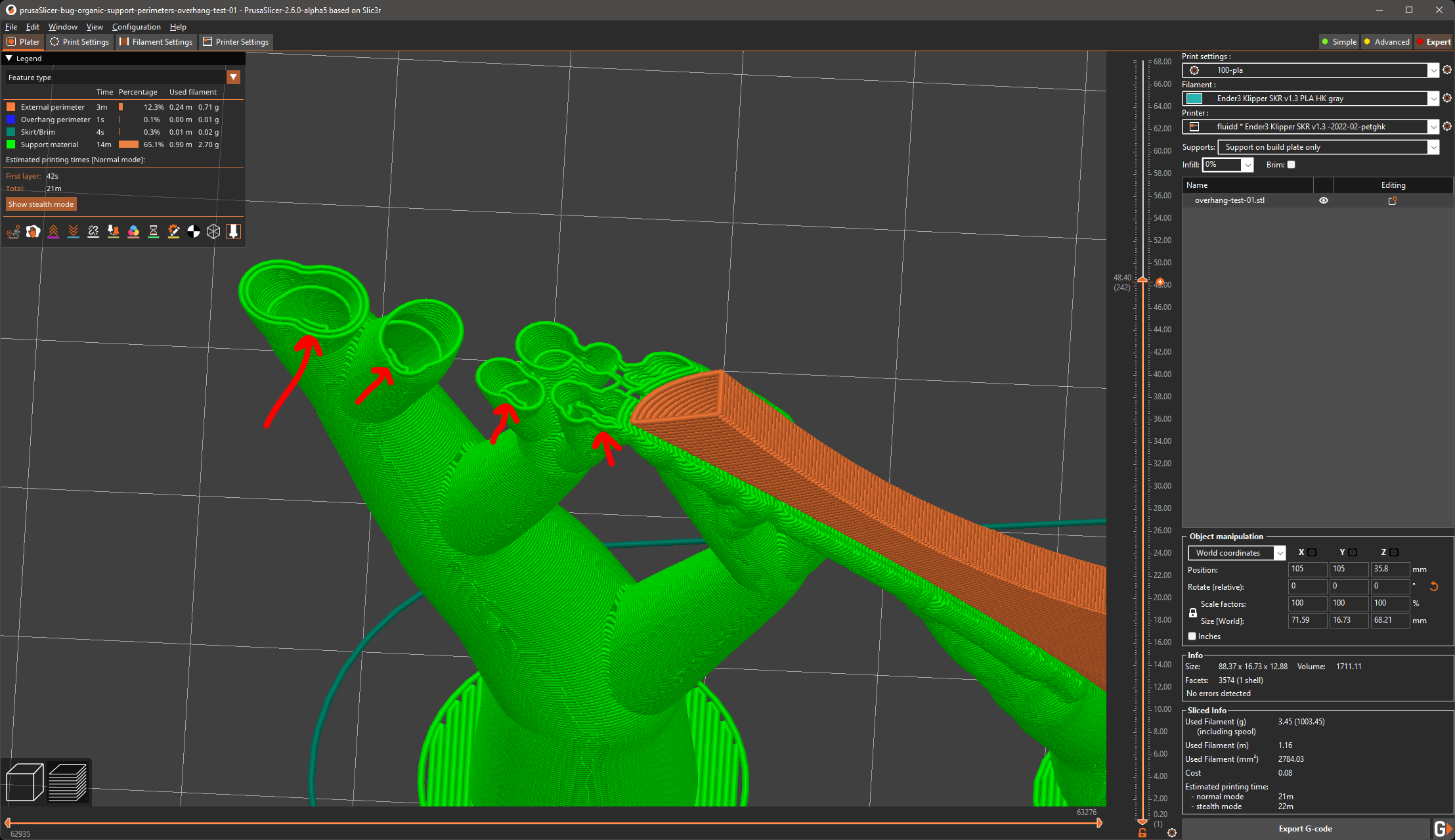 Organic supports generated with over 2 perimeters - allow control of ...