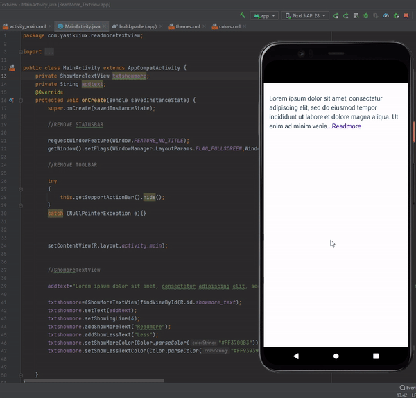 Github Mohammedyasik12 Showmore Textview A Simple Android Module For Displaying A More And